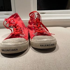 Balenciaga | Shoes | Balenciaga Mens Paris High Top Sneakers Red White ...
